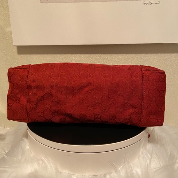 Gucci | Bags | Gucci Red Monogram Canvas Gg Shoulder Bag | Poshmark
